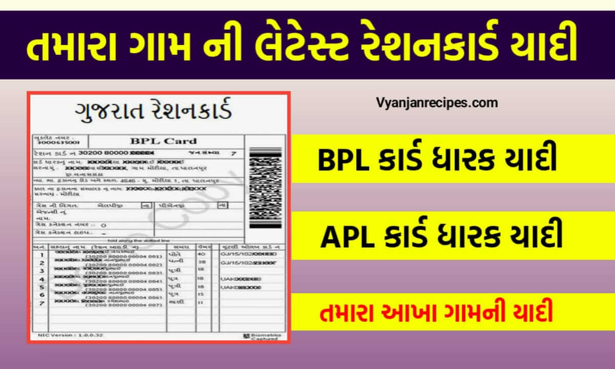 Ration Card List Gujarat: તમારા ગામનુ રેશન કાર્ડનુ લીસ્ટ, BPL, AAY, APL ...